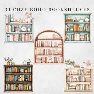 Boho Bookshelf Clipart Books on Shelf Clipart Books on A Shelf Clipart ...