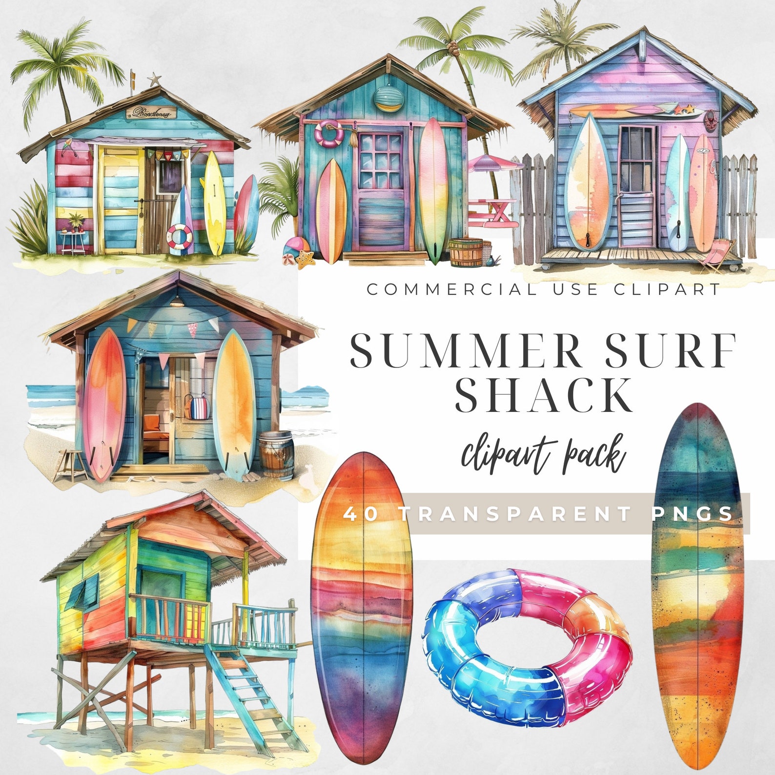 Surf Shop Clipart Surf Board Clipart Watercolor Surf Board Clipart ...