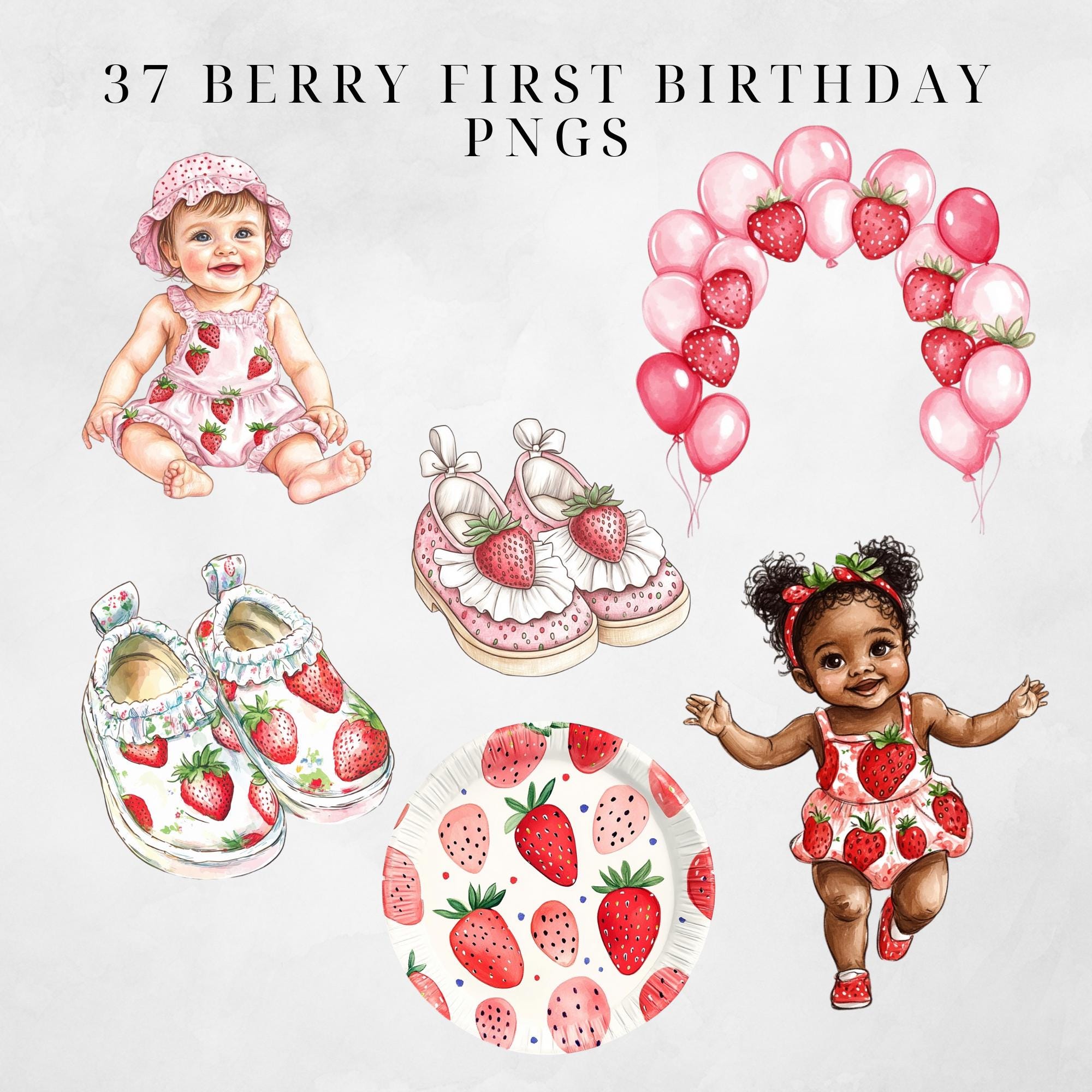 Strawberry First Birthday Clipart Cute Strawberry Baby Girl ...