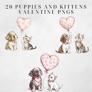 Valentines Cat Dog Clipart Valentine Animals Valentine Dogs Valentine ...