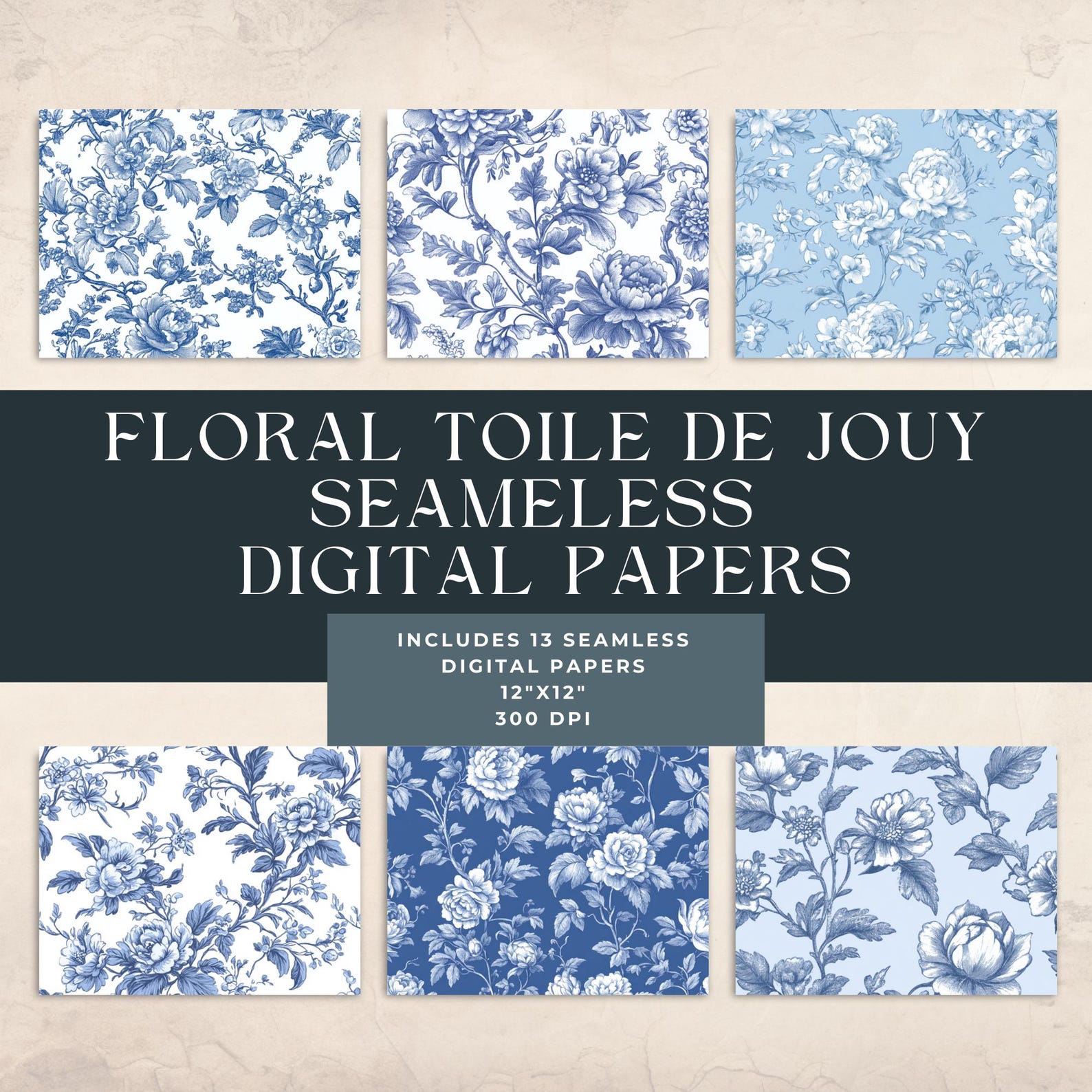 Seamless Toile Commercial Use Blue Toile Seamless Pattern French Toile ...