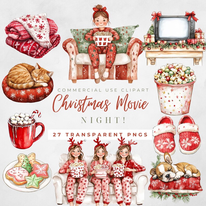 Christmas Movie Night Clipart Christmas Clipart Christmas Card Png ...
