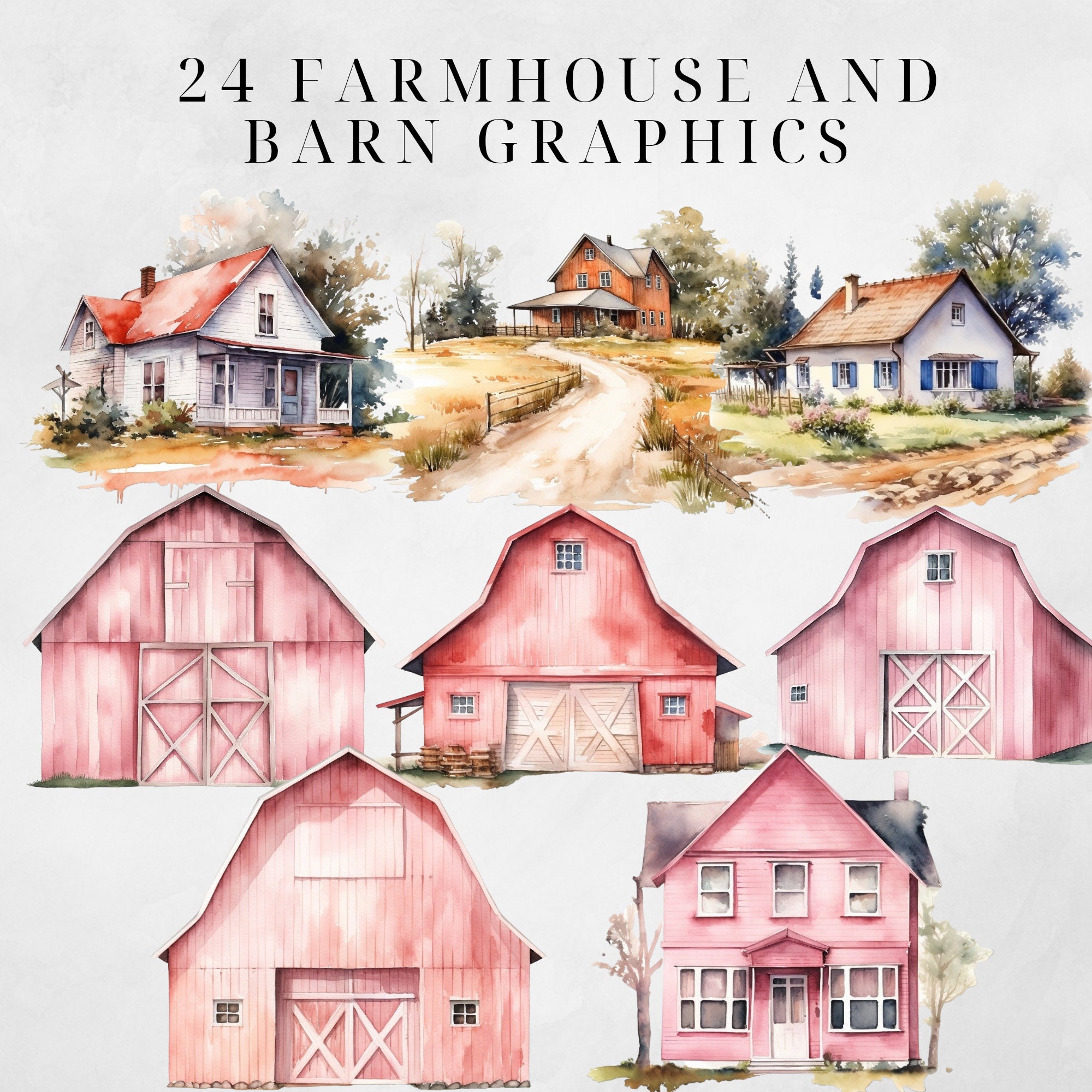 Farmhouse Clipart Pink Barn Pink Barn Png Barn Png Barn Illustration ...
