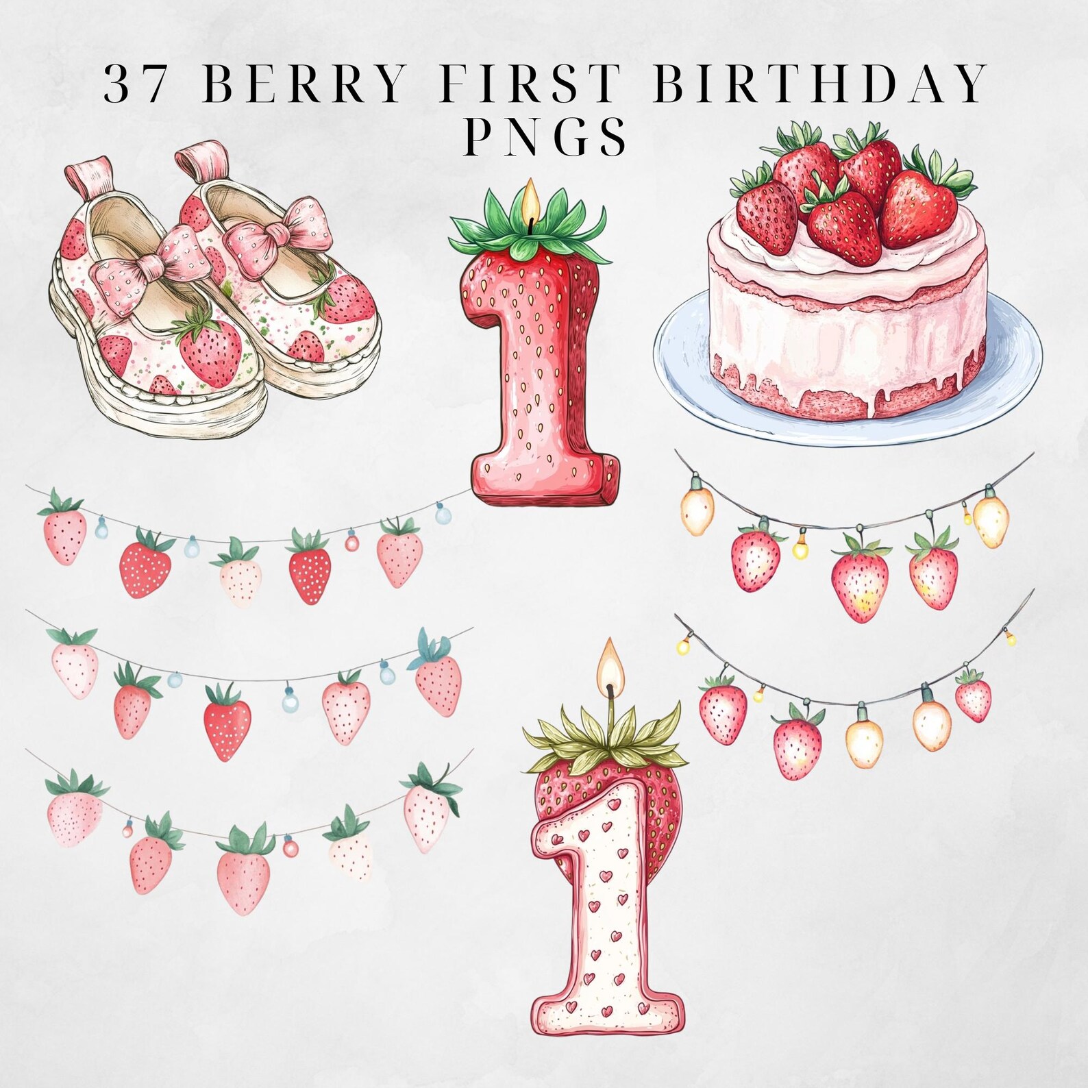 Strawberry First Birthday Clipart Cute Strawberry Baby Girl ...