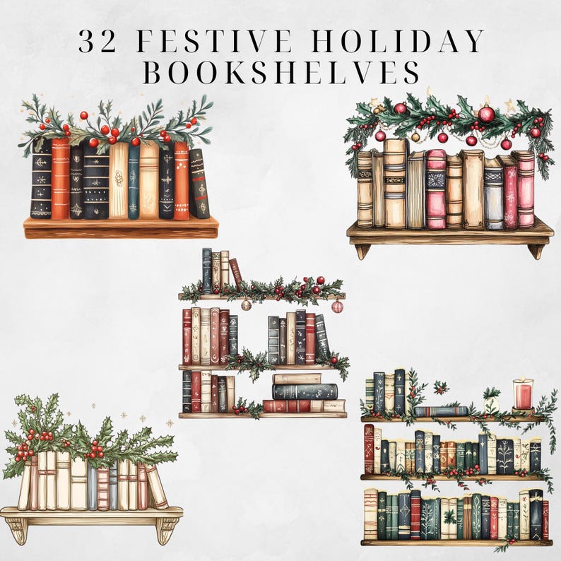 Book Spines Clipart Christmas Book Stack Clipart Books on A Shelf ...