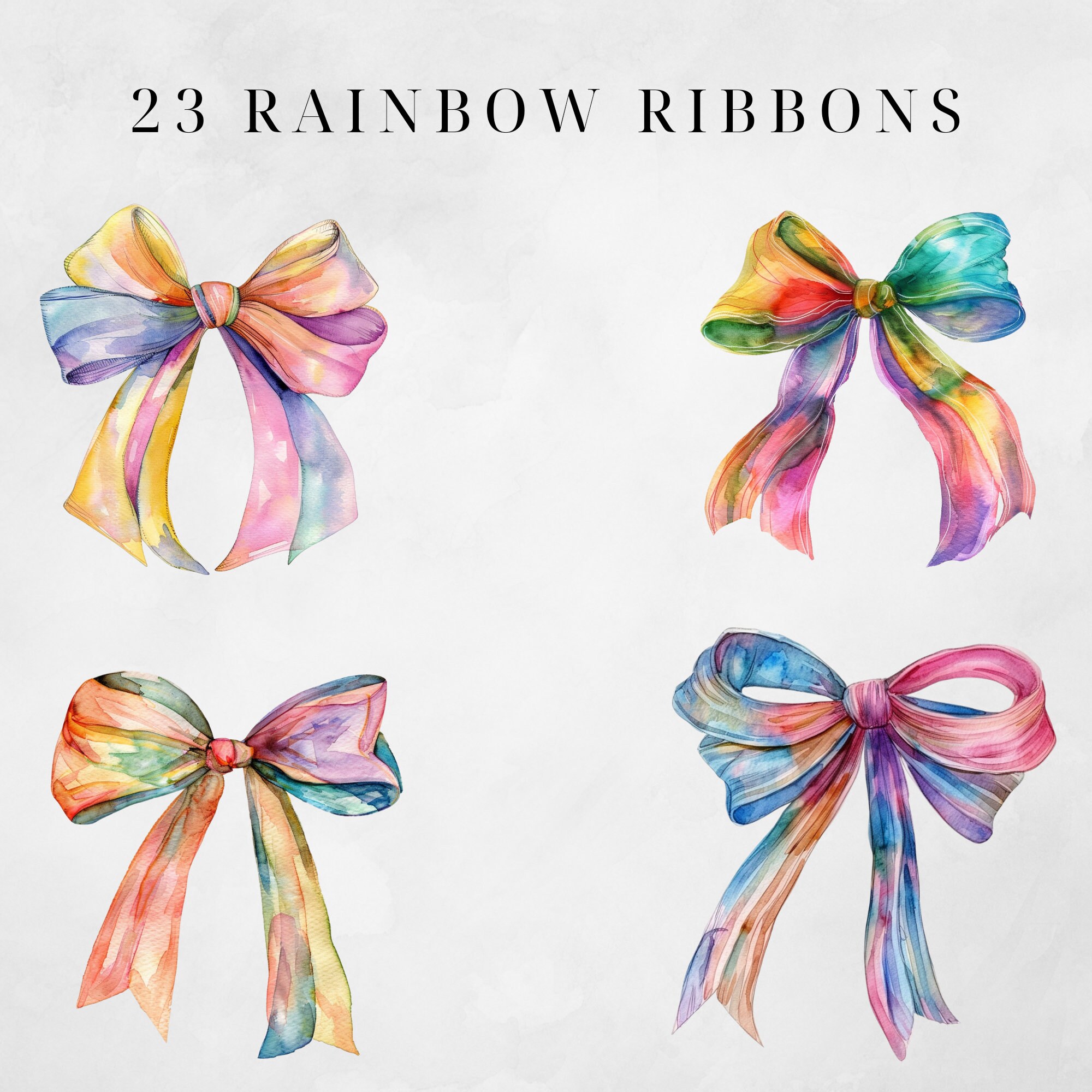 Rainbow Ribbon Clipart Rainbow Bow Clipart Coquette Bow PNG Coquette ...