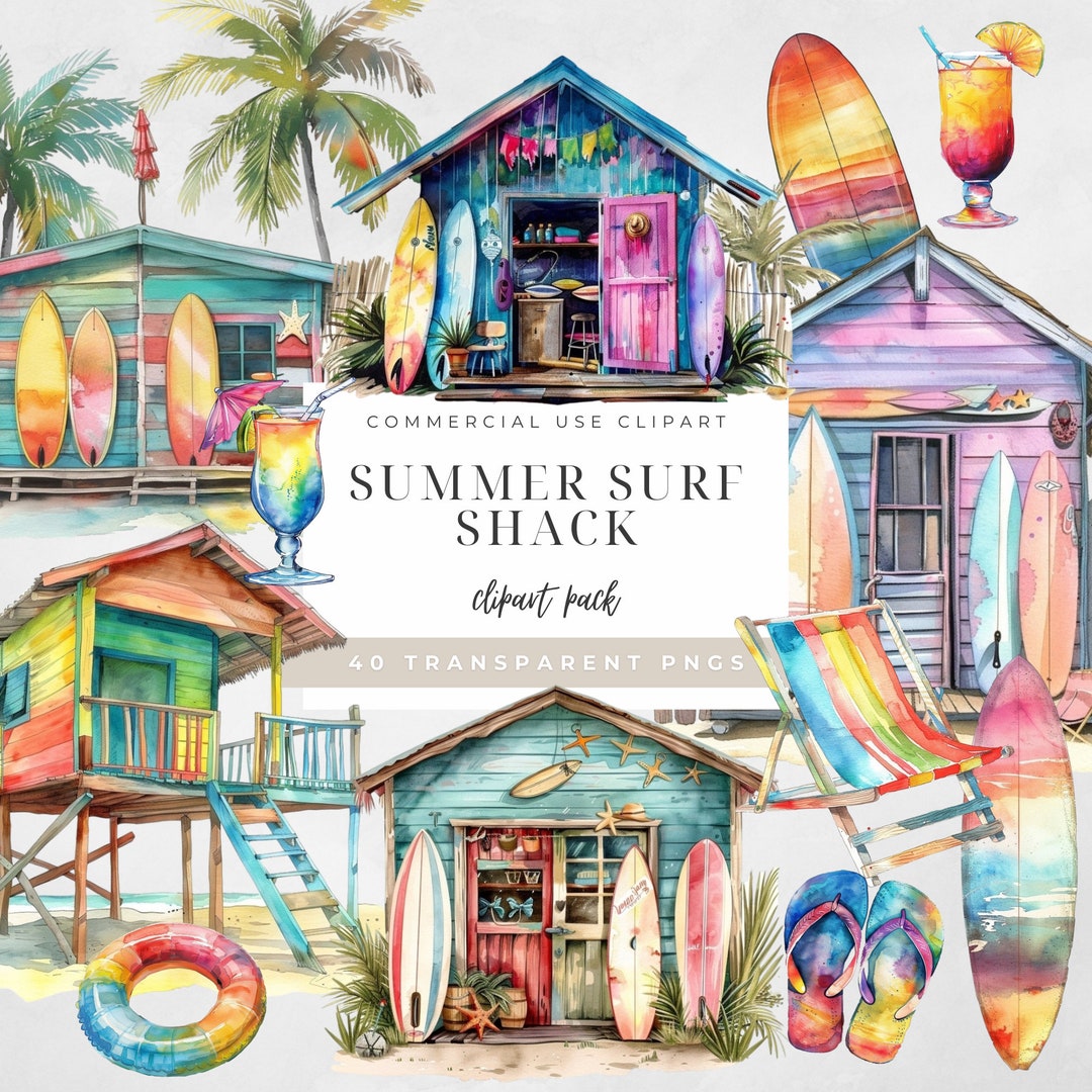 Surf Shop Clipart Surf Board Clipart Watercolor Surf Board Clipart ...