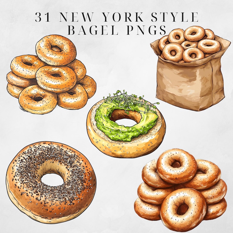 Bagel Clipart Breakfast Clipart Food Illustration Bread Clipart ...
