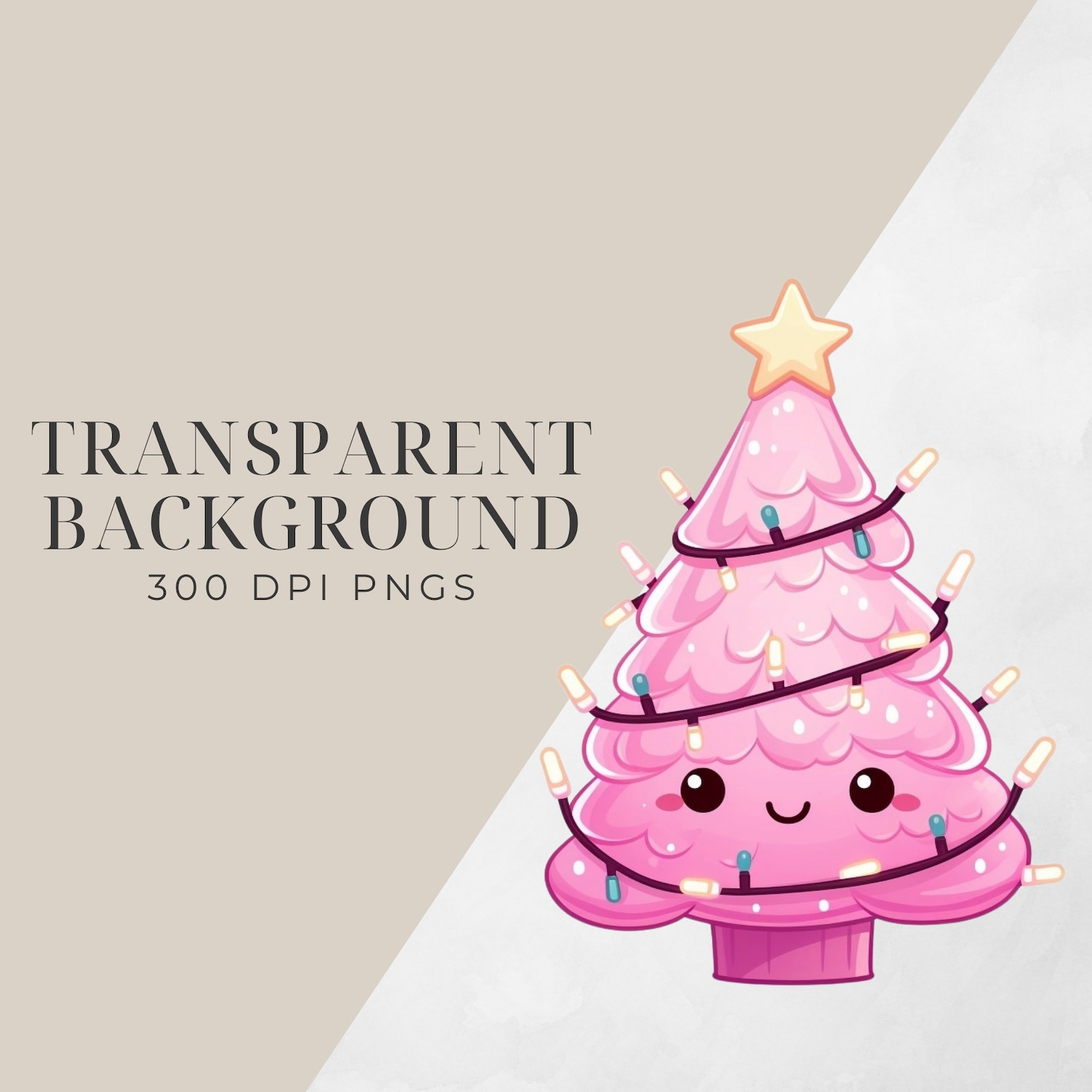 Cute Kawaii Christmas Clipart Pink Christmas PNG Santa Claus Clipart ...