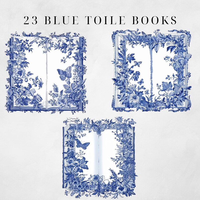 Summer Books Clipart Toile De Jouy Clipart Blue Toile Clipart Princess ...