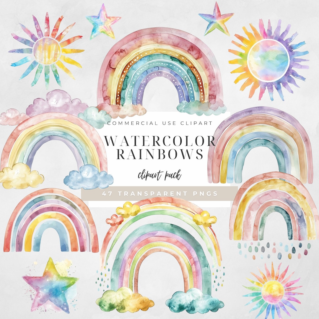 Sunshine and Rainbow Clipart Rainbow and Sun Clipart Rainbow Floral ...