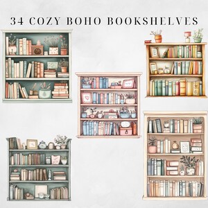 Boho Bookshelf Clipart Books on Shelf Clipart Books on A Shelf Clipart ...