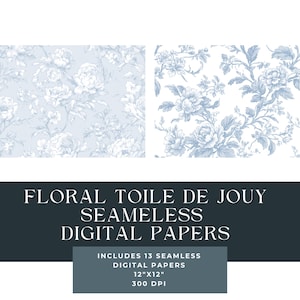 Dusty Blue Seamless Toile Commercial Use Pink Toile Seamless Pattern ...