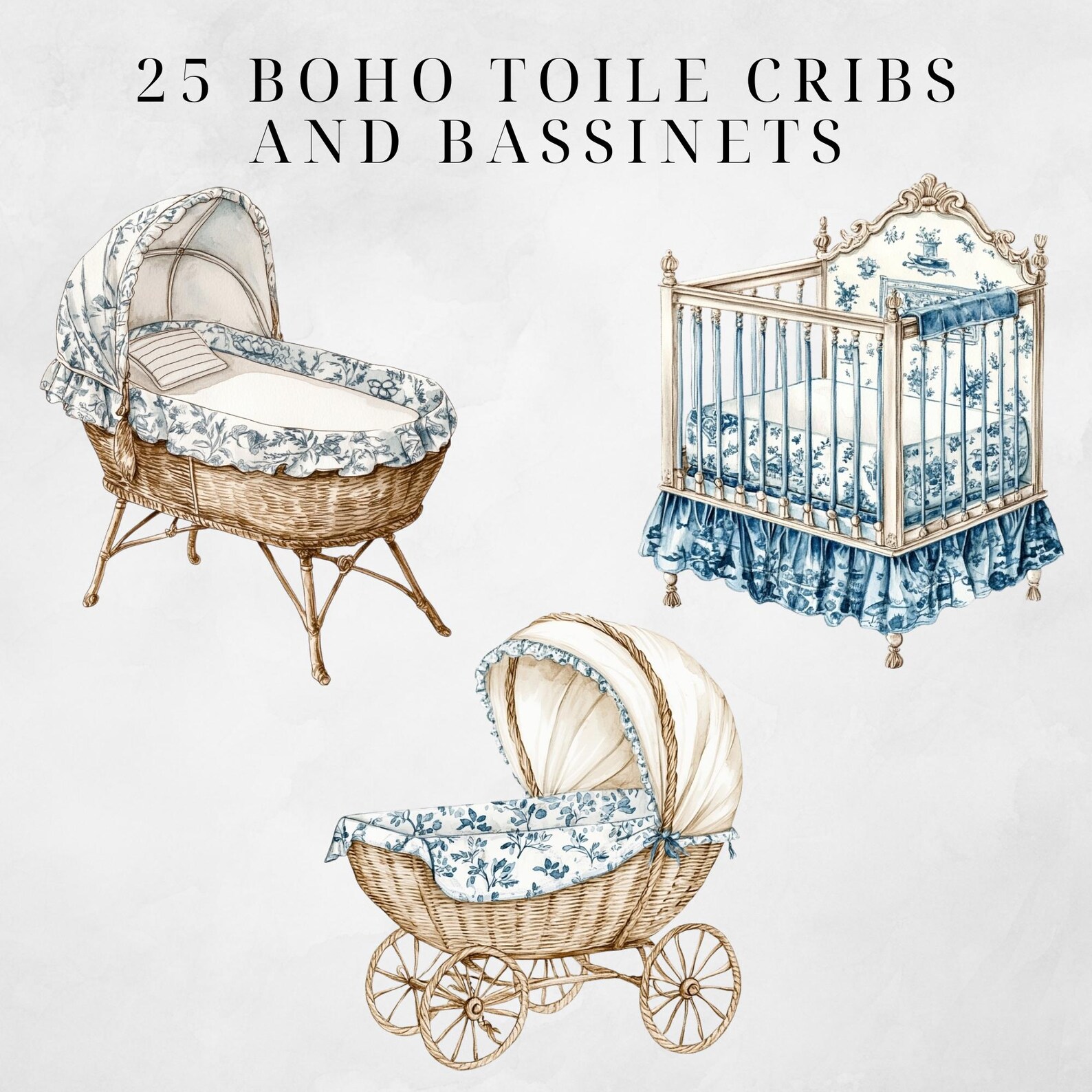 Baby Crib Clipart Blue Toile Baby Clipart Toile Baby Clipart Toile De ...
