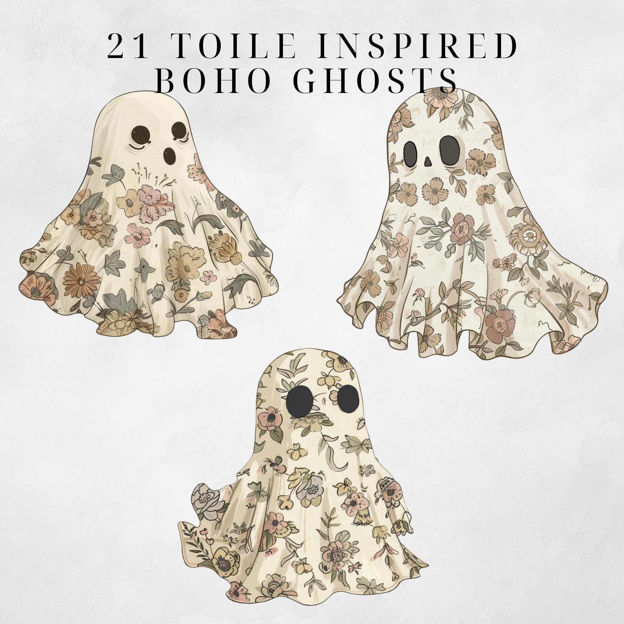 Floral Ghost Clipart Retro Halloween Clipart Groovy Halloween Clipart ...
