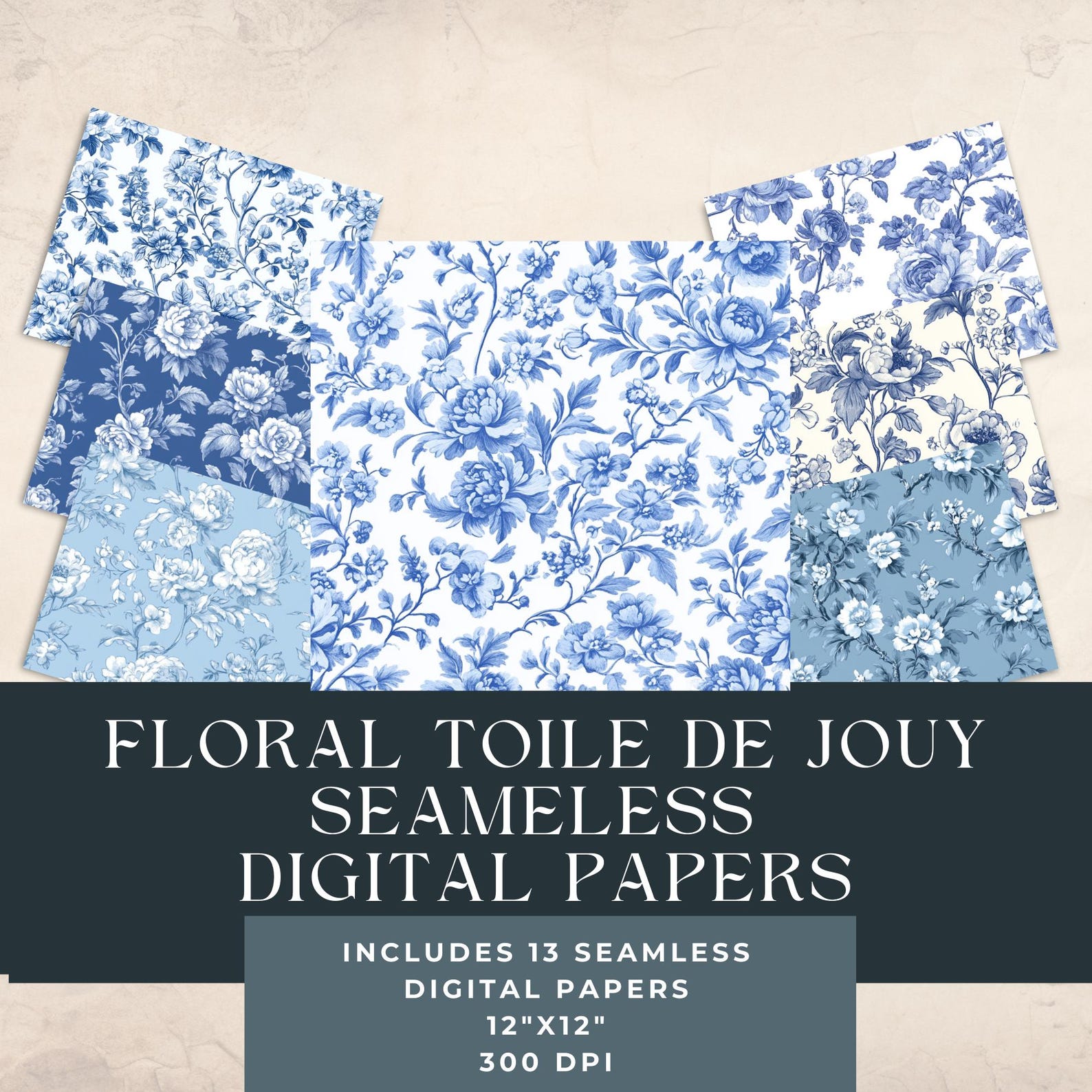 Seamless Toile Commercial Use Blue Toile Seamless Pattern French Toile ...