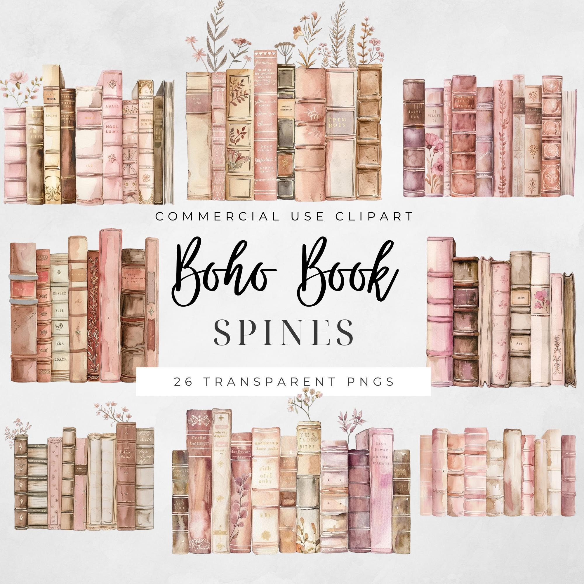 Clipart of Book Spines Watercolor Valentines Day Clipart Books Book ...