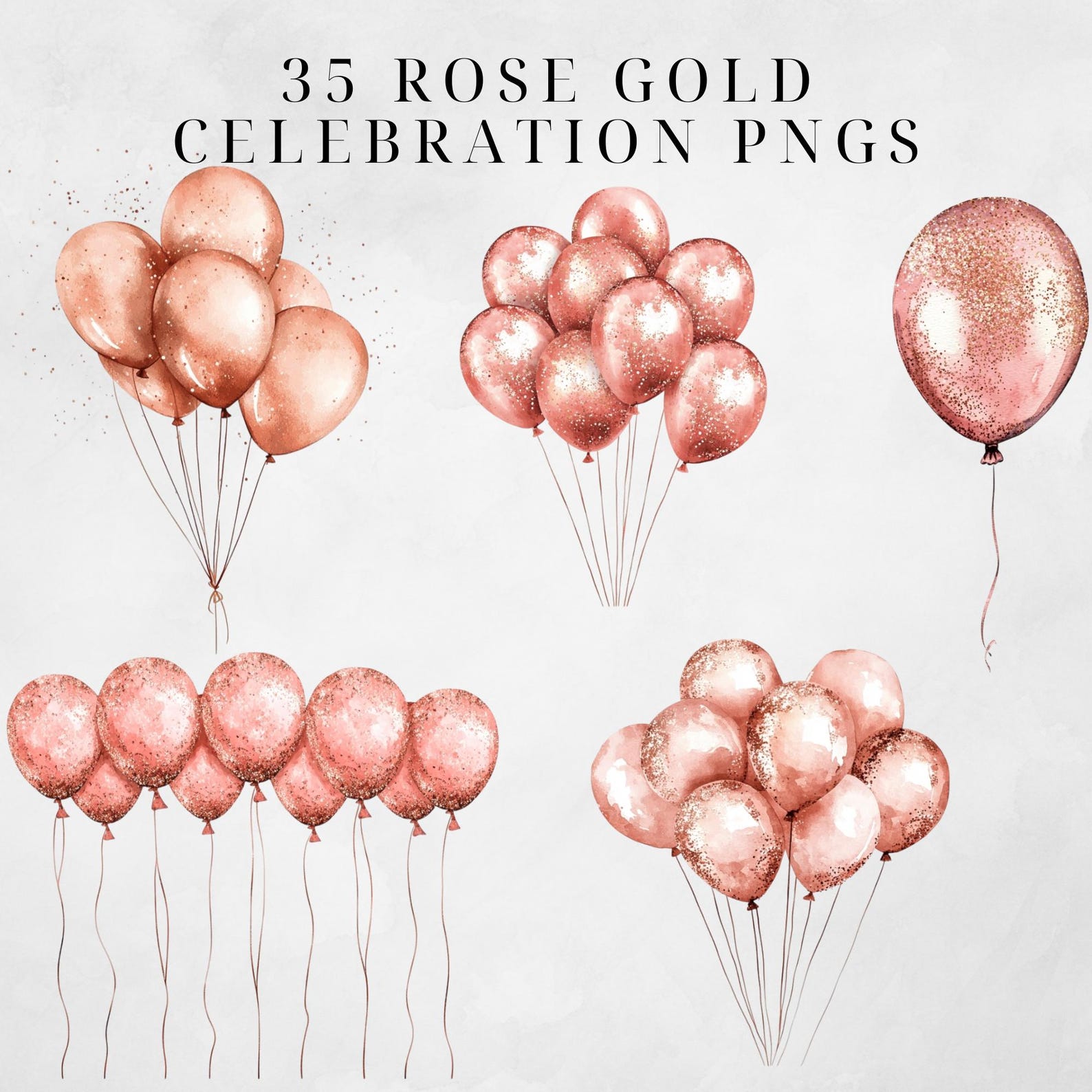 Rose Gold Glitter Balloon Clipart Balloon Clipart Border Water Color ...