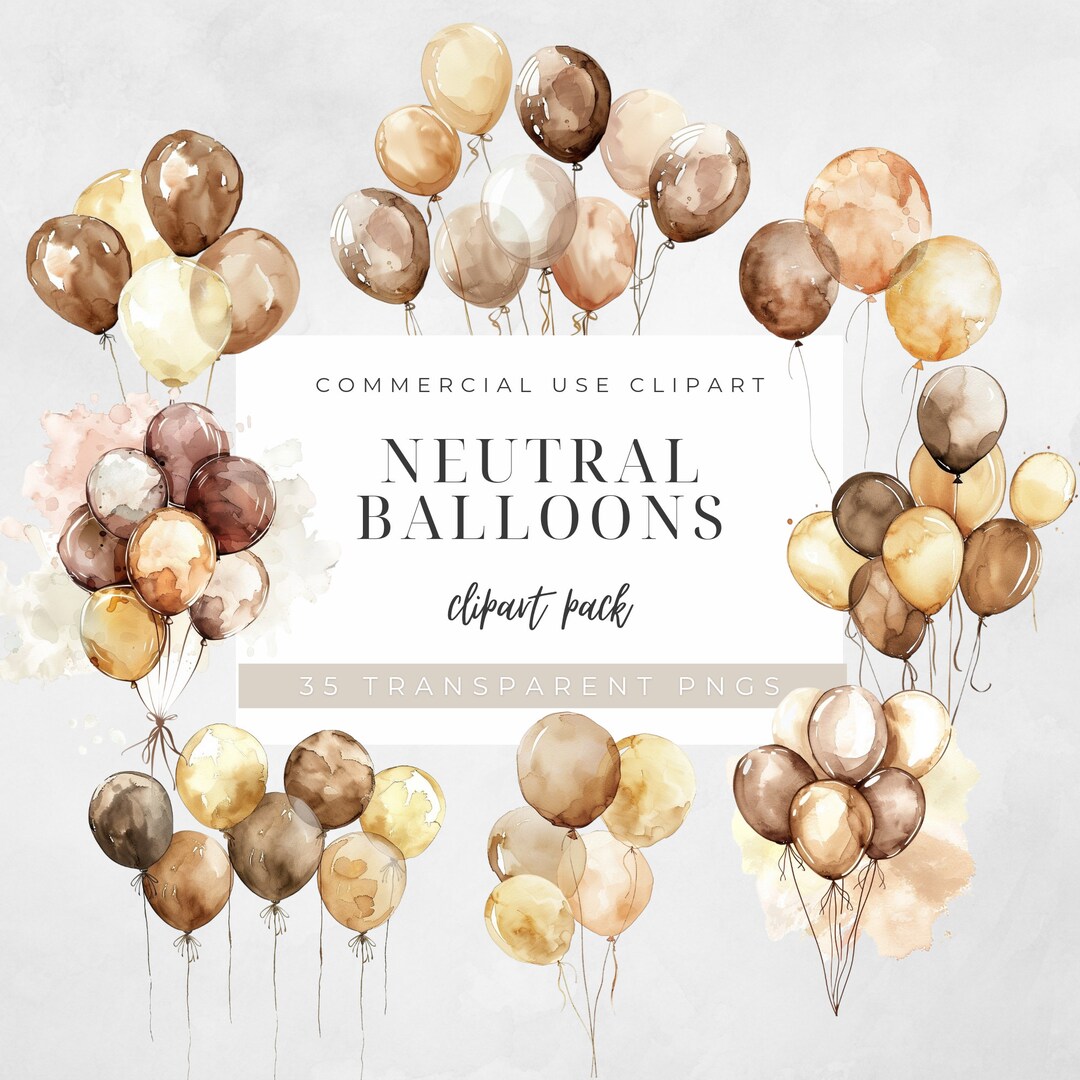 Clipart Neutral Balloons Clipart Balloons Neutral Baby Shower Clipart ...