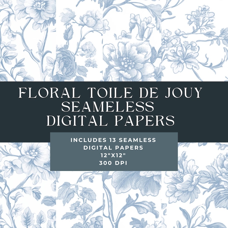 Dusty Blue Seamless Toile Commercial Use Pink Toile Seamless Pattern ...