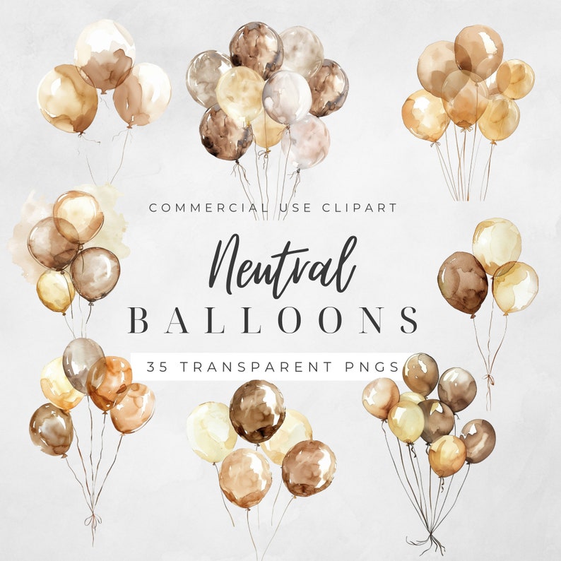 Clipart Neutral Balloons Clipart Balloons Neutral Baby Shower Clipart ...