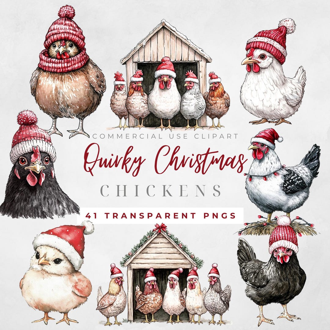 Chicken Christmas Clipart Chicken Coop Clipart Cartoon Chicken Funny ...