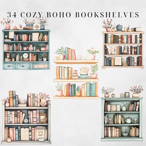 Boho Bookshelf Clipart Books on Shelf Clipart Books on A Shelf Clipart ...
