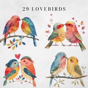 Love Birds Clipart Png Valentine Watercolor Clipart Png Couple Birds ...