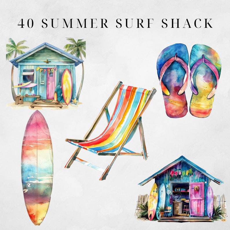 Surf Shop Clipart Surf Board Clipart Watercolor Surf Board Clipart ...