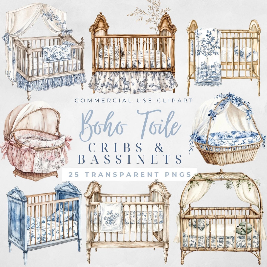Baby Crib Clipart Blue Toile Baby Clipart Toile Baby Clipart Toile De ...