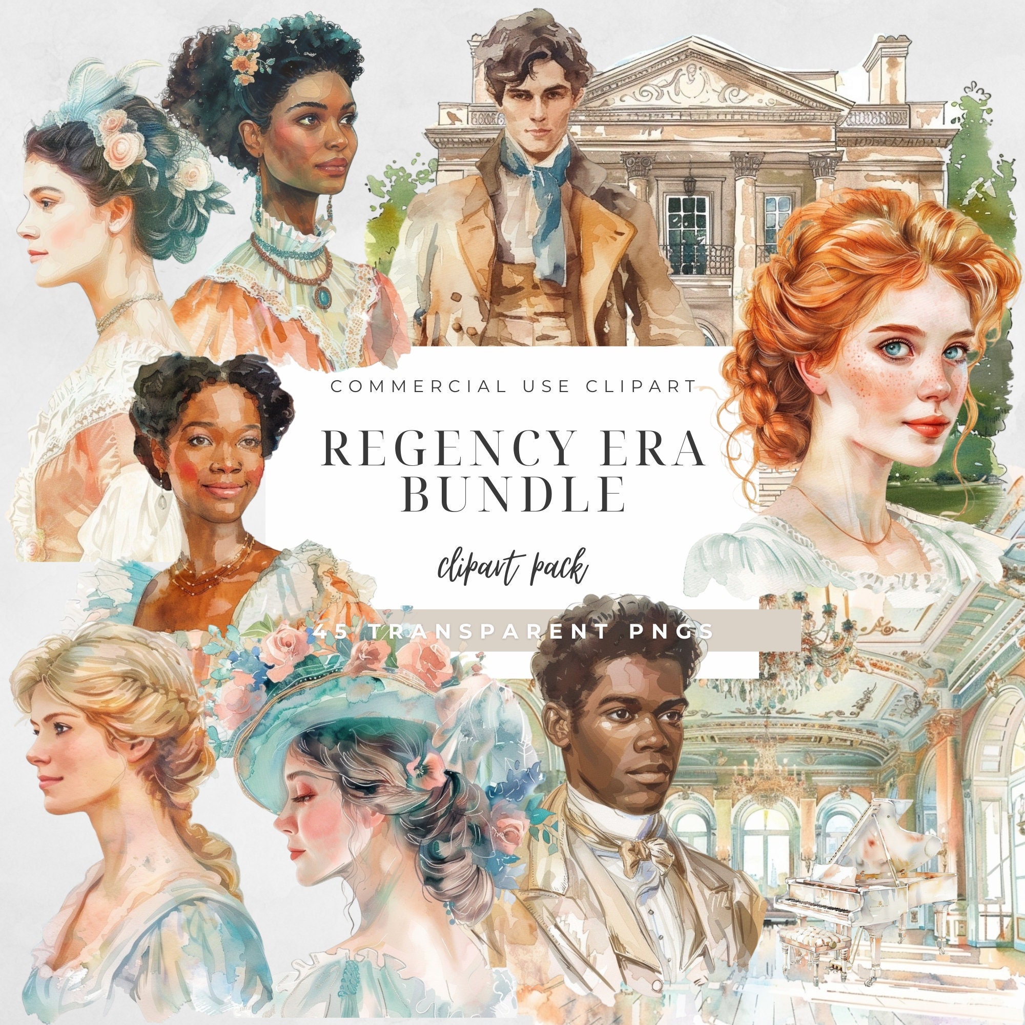 Regency Era Clipart Regency Clipart Victorian Clipart Pride and Prejudice Romantic Clipart ...