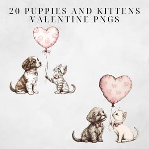 Valentines Cat Dog Clipart Valentine Animals Valentine Dogs Valentine ...