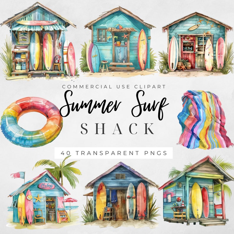 Surf Shop Clipart Surf Board Clipart Watercolor Surf Board Clipart ...