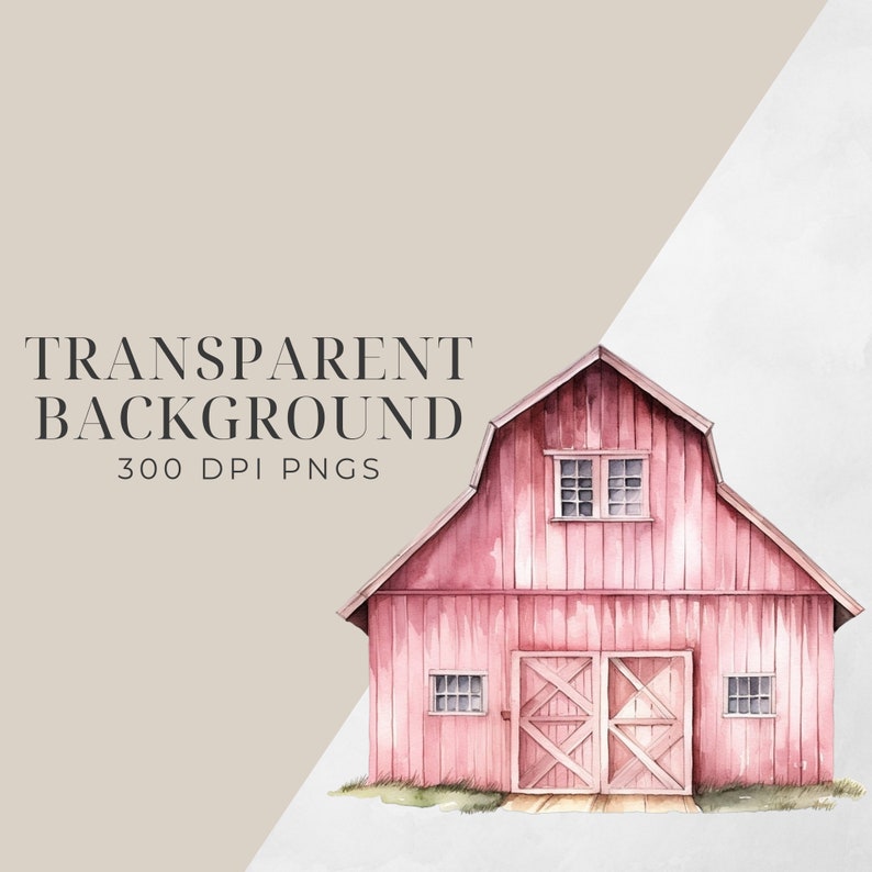 Farmhouse Clipart Pink Barn Pink Barn Png Barn Png Barn Illustration ...