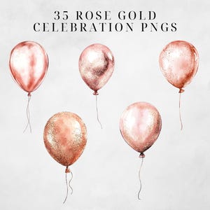 Rose Gold Glitter Balloon Clipart Balloon Clipart Border Water Color ...