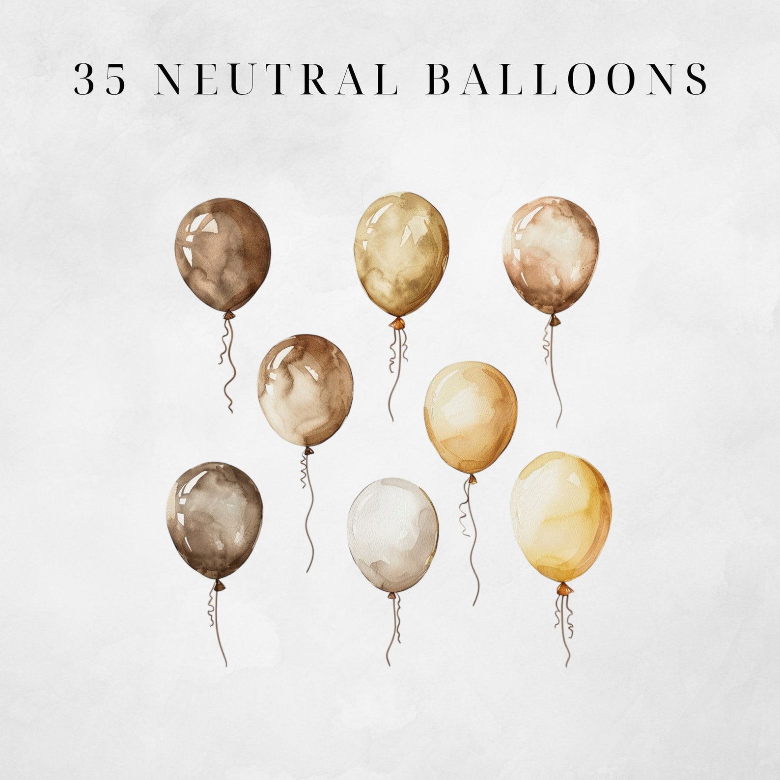 Clipart Neutral Balloons Clipart Balloons Neutral Baby Shower Clipart ...