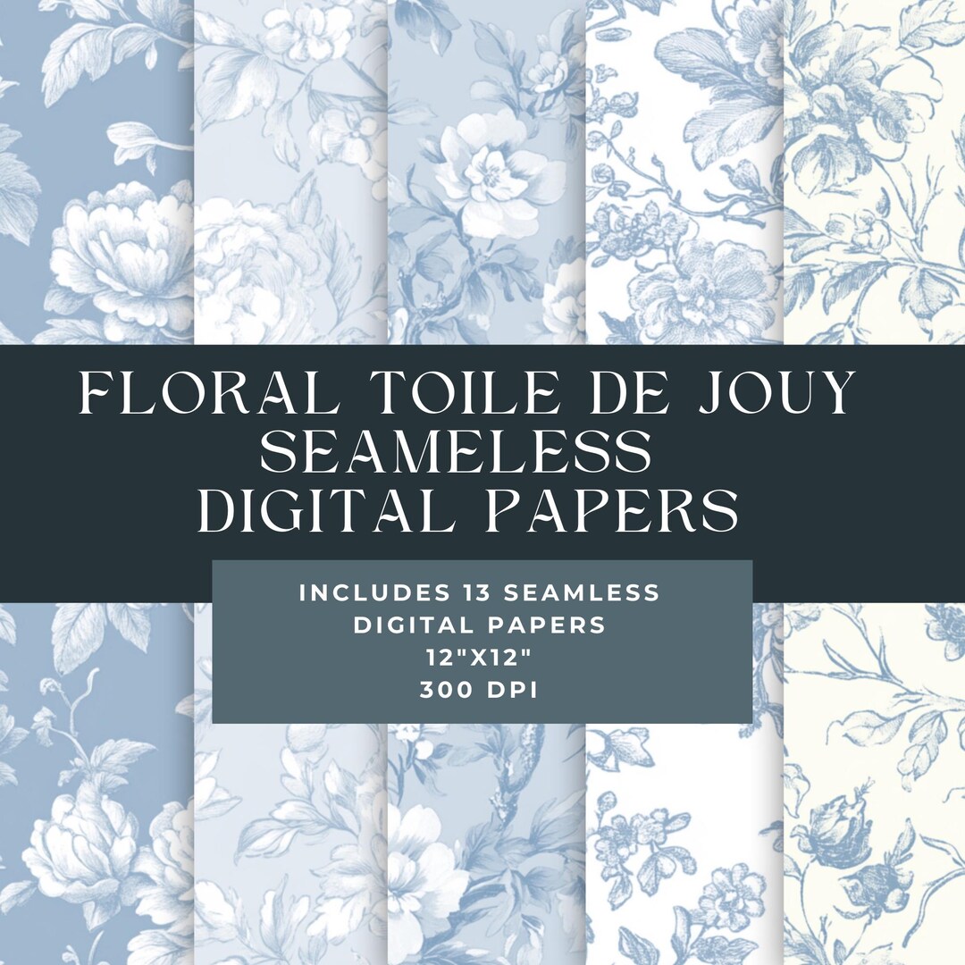 Dusty Blue Seamless Toile Commercial Use Pink Toile Seamless Pattern ...