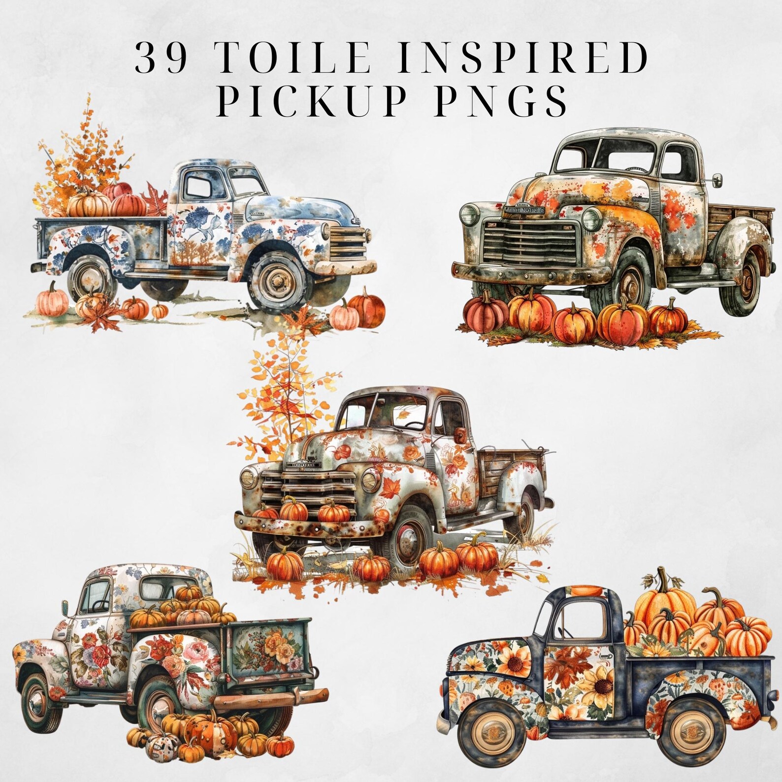 Preppy Fall Clipart Toile Pumpkins Clipart Chinoiserie Pumpkin Pumpkin ...