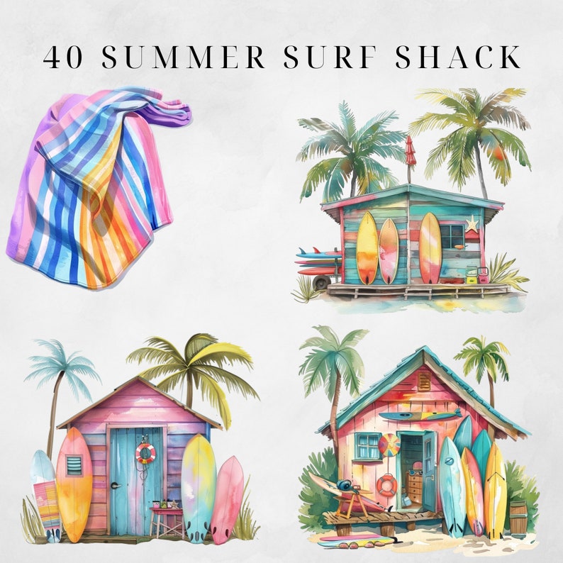 Surf Shop Clipart Surf Board Clipart Watercolor Surf Board Clipart ...