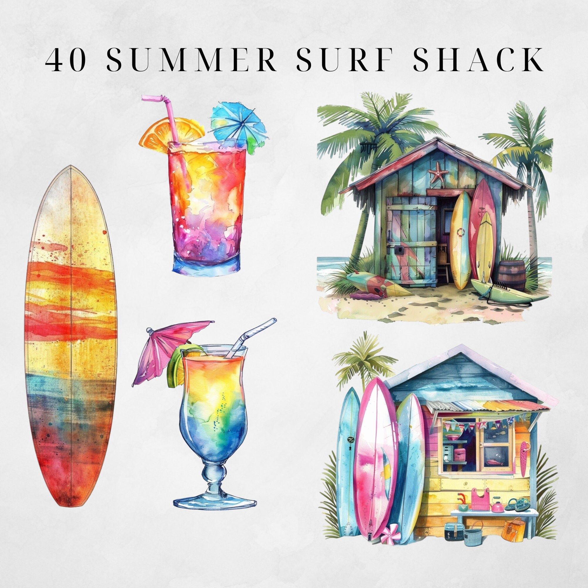 Surf Shop Clipart Surf Board Clipart Watercolor Surf Board Clipart ...
