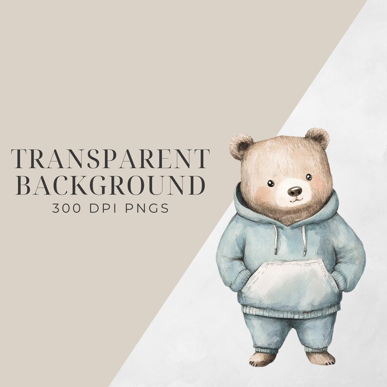 Bear in Sweatshirt Clipart Fall Teddy Bear Clipart Winter Bear Clipart ...