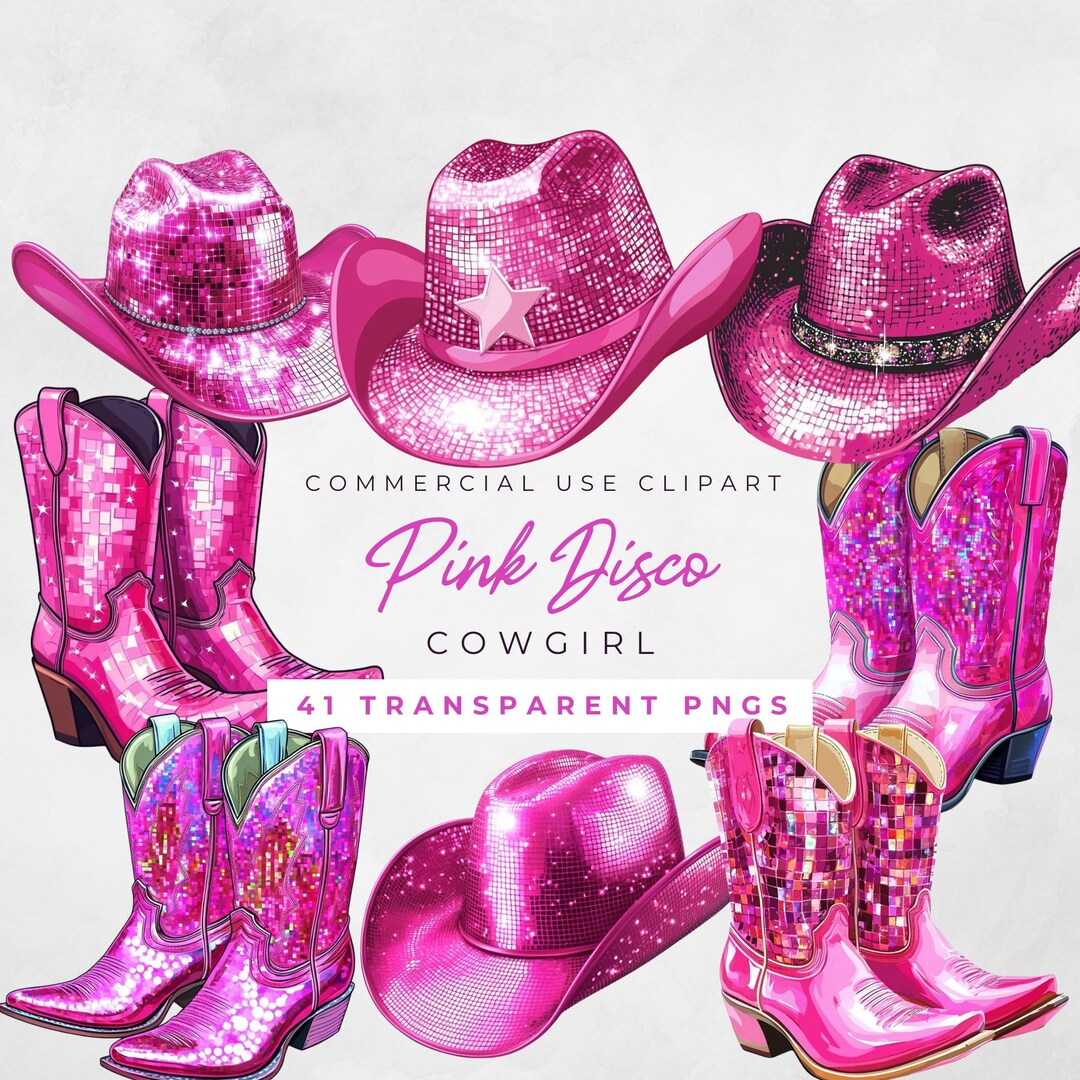 Disco Cowgirl Clipart Pink Cowgirl Hat Clipart Cowgirl Birthday ...