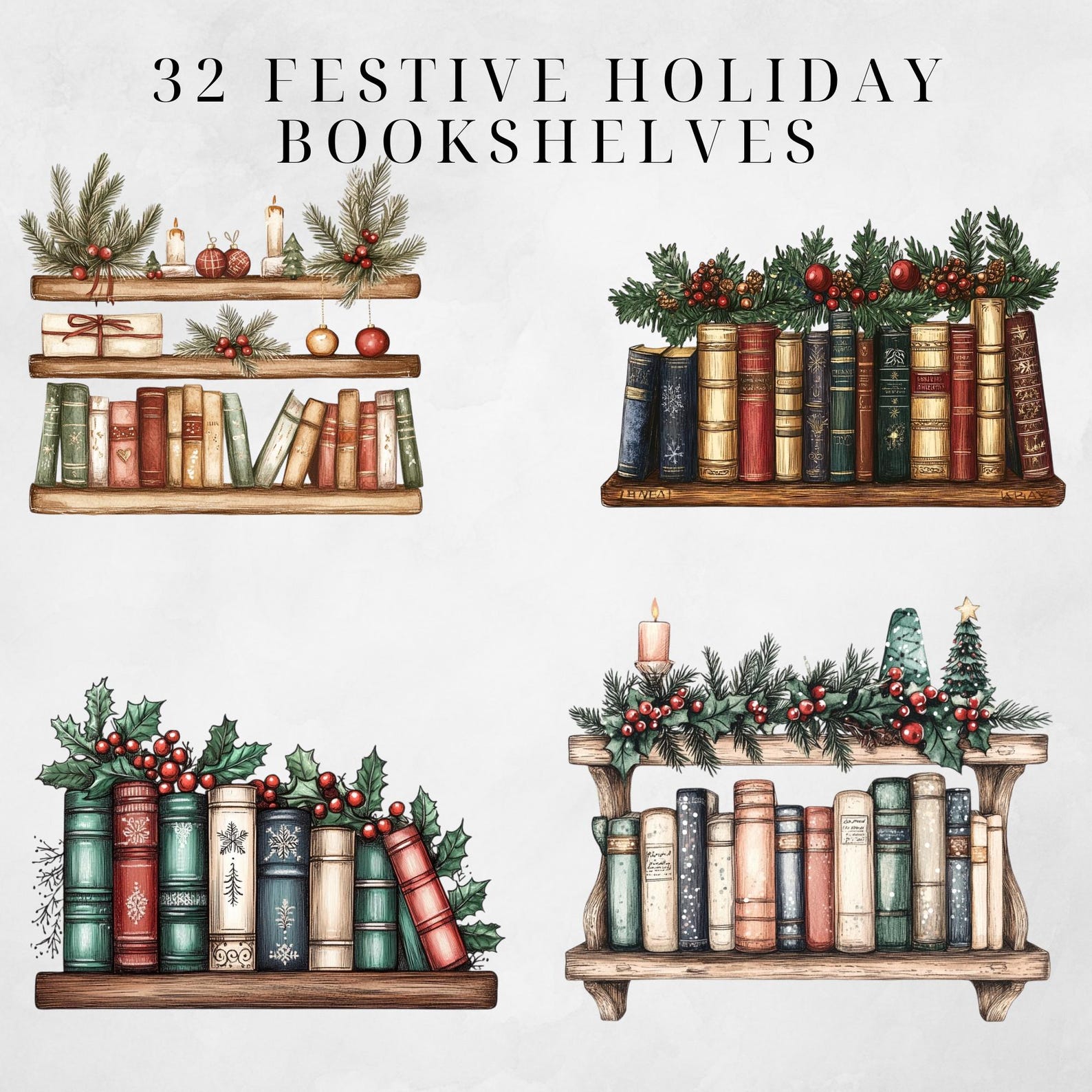 Book Spines Clipart Christmas Book Stack Clipart Books on A Shelf ...