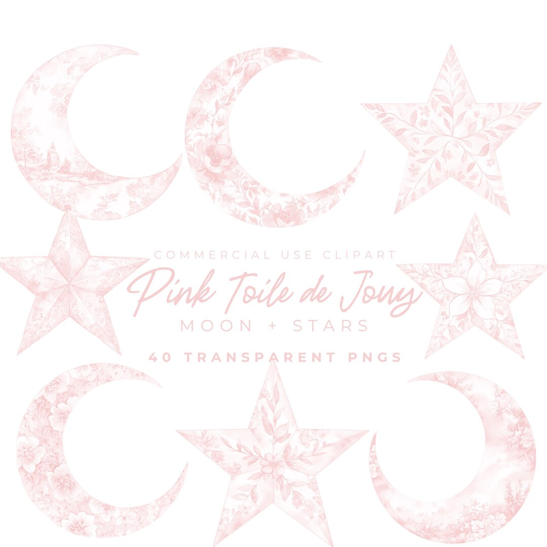 Pink Boho Moon Clipart Cosmic Star Clipart Twinkle Twinkle Little Star ...
