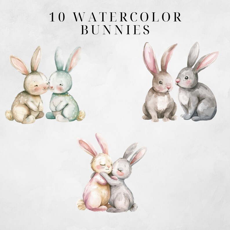 Watercolour Easter Clipart Spring Clipart Bunny Rabbit Clipart Bunny ...