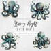Watercolor Octopus Clipart Starry Night Octopus Clipart Octopus Bundle ...