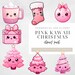 Cute Kawaii Christmas Clipart Pink Christmas PNG Santa Claus Clipart ...