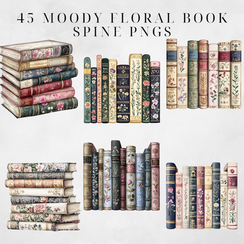 Book Spines Clipart Vintage Book Spines Ornate Book Spines Book Border ...