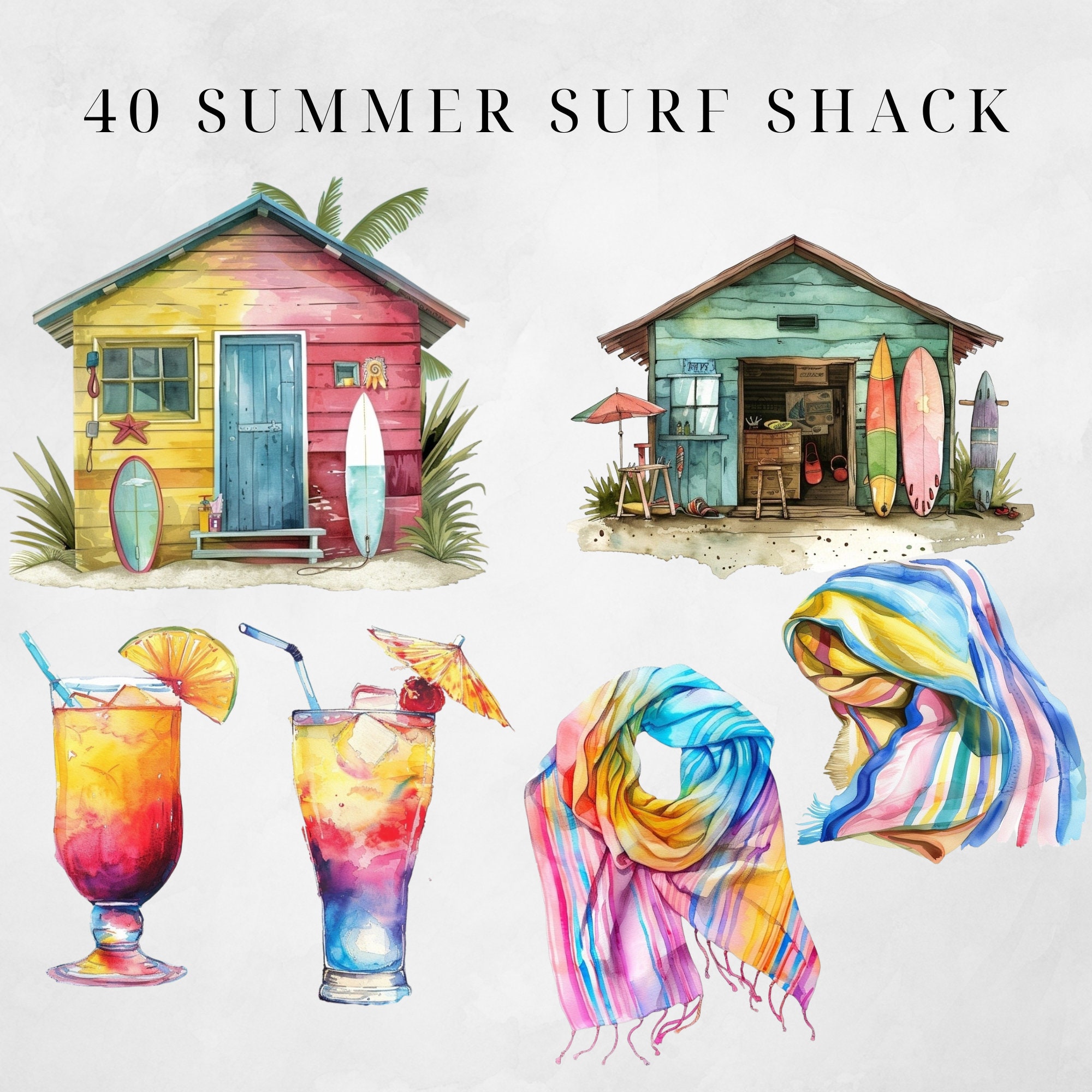 Surf Shop Clipart Surf Board Clipart Watercolor Surf Board Clipart ...