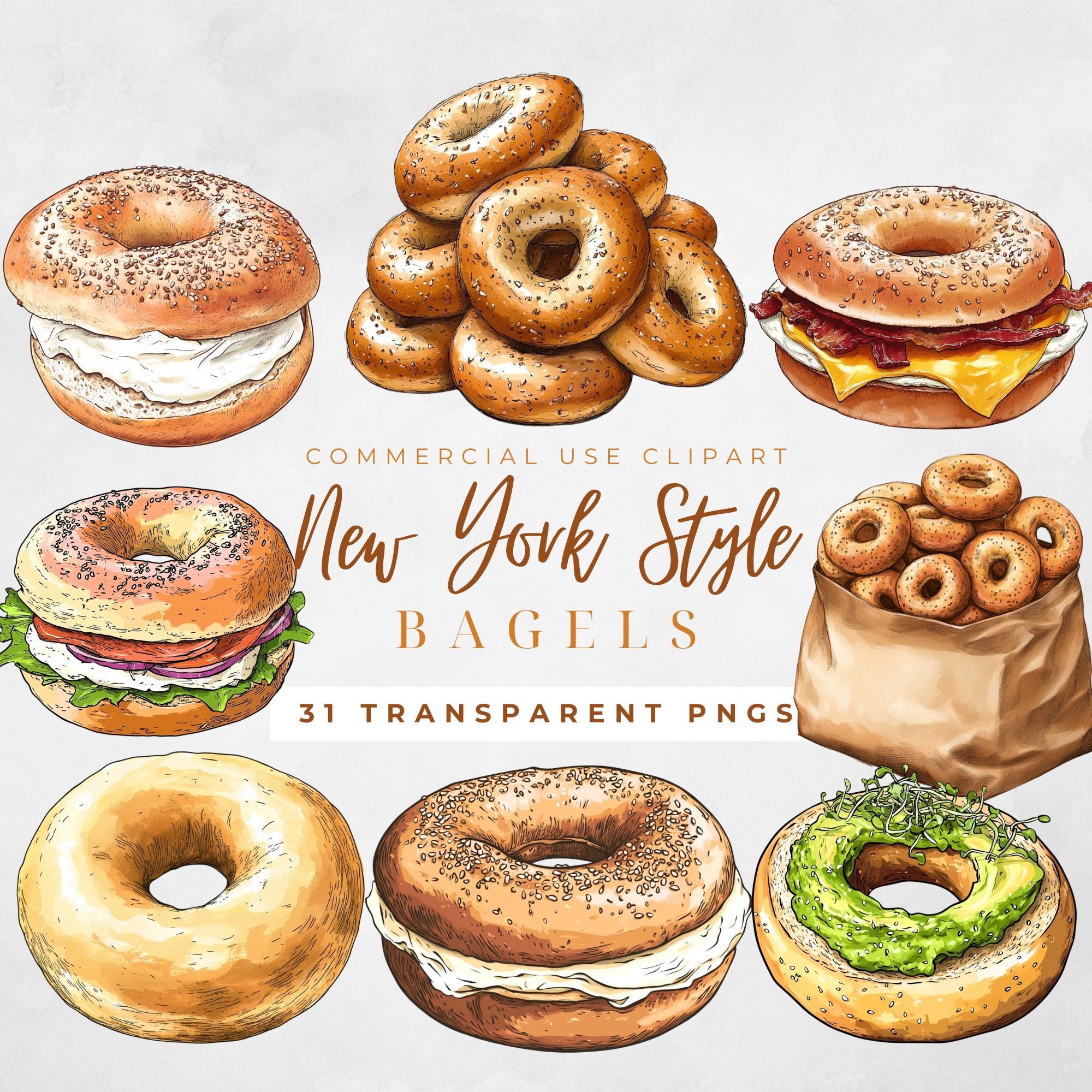 Bagel Clipart Breakfast Clipart Food Illustration Bread Clipart ...